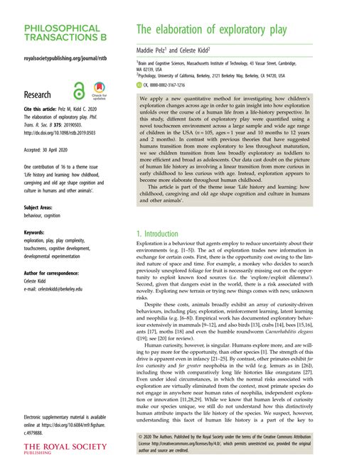 Pdf The Elaboration Of Exploratory Play