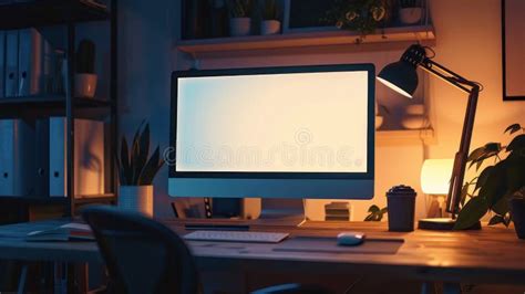 A Computer Desk With A Monitor Keyboard Mouse And A Potted Plant