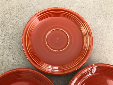 Homer Laughlin China Cinnabar Fiesta Ware Lot Of 3 Tea Cups Saucers