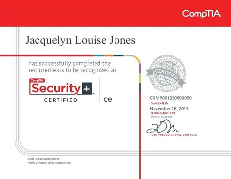Comptia Security Ce Certificate