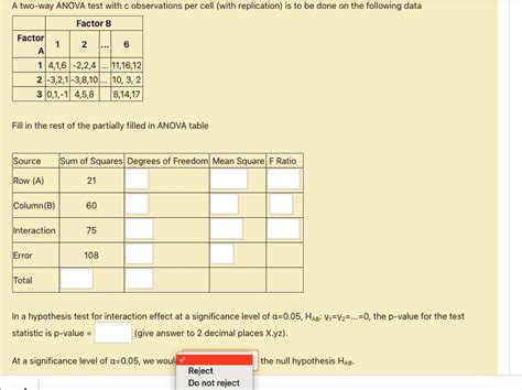Solved Two Way Anova Test With N3 Observations Per Cell With