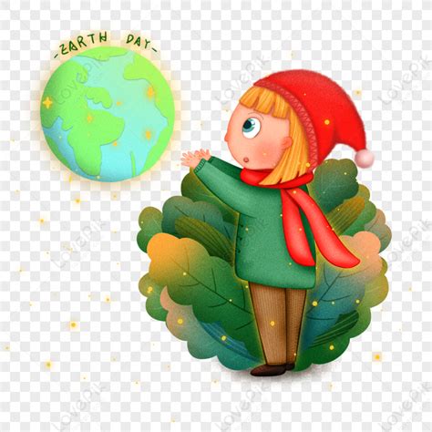 地球日earth Day保護地球愛護環境小女孩植物手繪插畫 植物插畫 動畫片 卡通手繪PSD圖案素材免費下載可愛卡通圖片尺寸2500