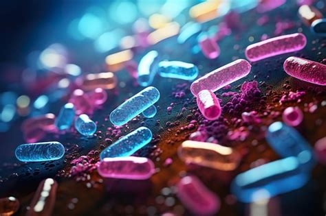 Premium Photo Probiotics Bacteria Biology Microorganisms Under Microscope