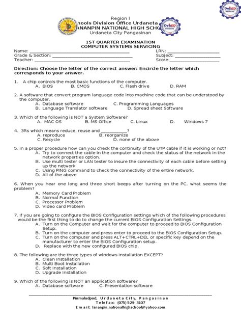 Grade 11 2nd Css Specialization Pdf Booting Bios