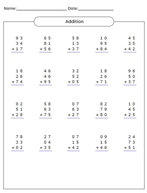 Improve Addition Skills With Grade 4 Math Worksheet