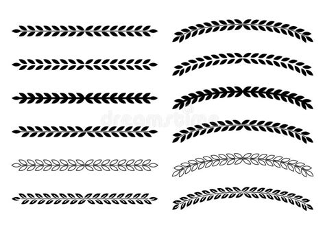 Black Laurel Leaf Decorative Border Design Set Vector Illustration