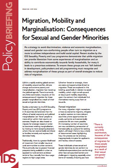 Migration Mobility And Marginalisation Consequences For Sexual And Gender Minorities The