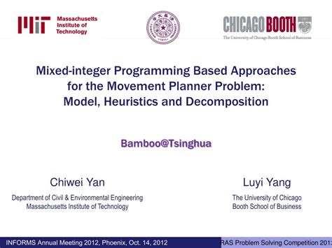 PPT Mixed Integer Programming Based Approaches For The Movement Planner Problem Model