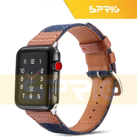 قیمت و خرید بند اسپریگ مدل Leather Jeans مناسب برای اپل واچ سری 1234
