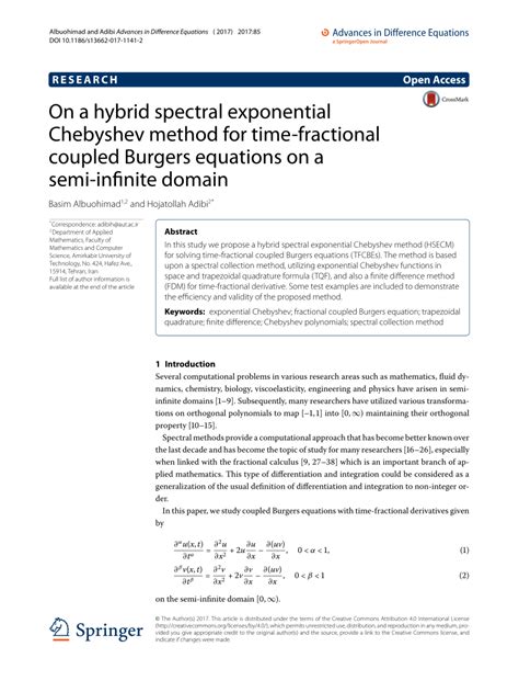 Pdf On A Hybrid Spectral Exponential Chebyshev Method For Time
