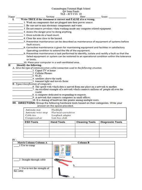 Q4 Semi Finals Ict 9 N 10 2023 2024 Pdf Computer Network Computer