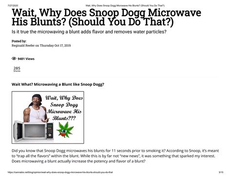 Why Does Snoop Microwave His Joints And Blunts First Pdf