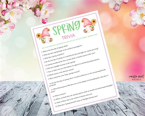 Spring Trivia Game Printable Springtime Games Party Games | Etsy