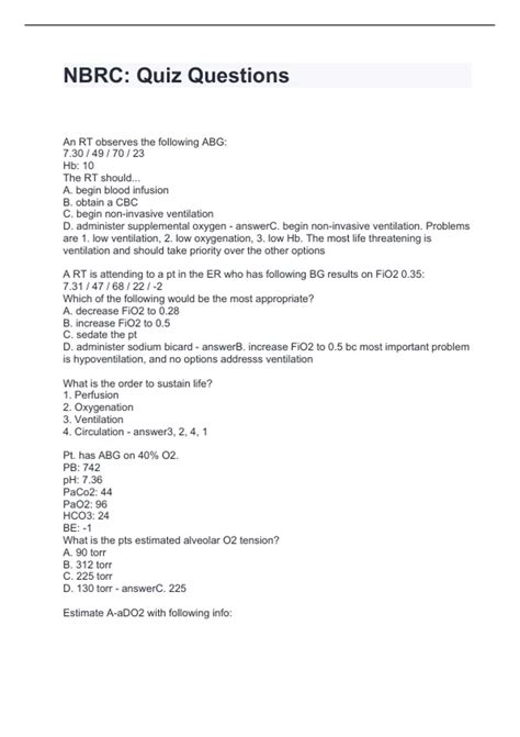 nbrc quiz questions and answers 2024 nbrc stuvia us