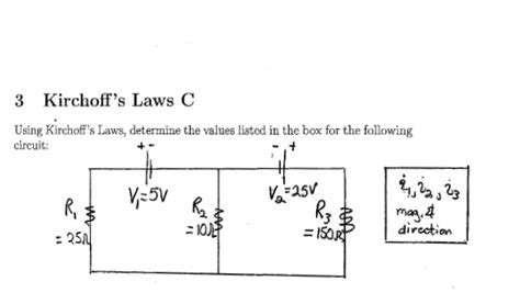 solved using kirchoff s laws 2 determine the values listed