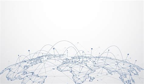 글로벌 네트워크 연결 세계 지도 포인트 및 글로벌 비즈니스 벡터 일러스트 레이 션의 라인 구성 개념 프리미엄 벡터