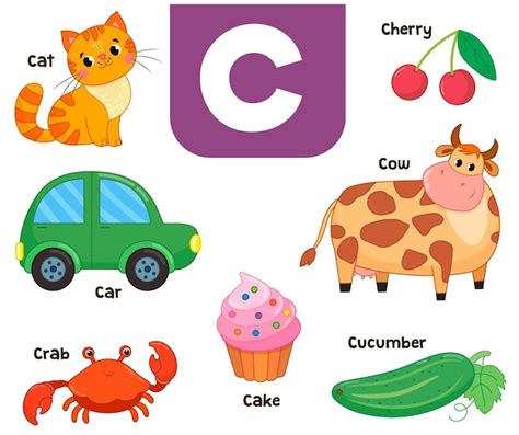 Alfabeto Inglés En Imágenes Ilustración De Vector De Letra C De Color