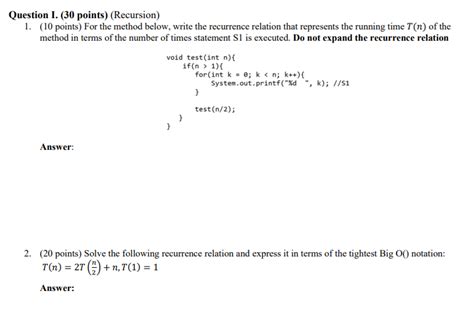 Solved Question I Points Recursion Points Chegg