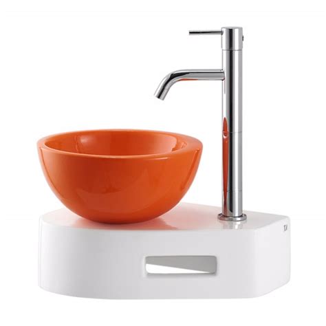 Pietra White and white Rund håndvask og vægkonsol alt i porcelæn