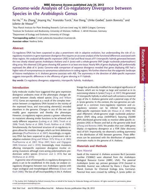 Pdf Genome Wide Analysis Of Cis Regulatory Divergence Between Species
