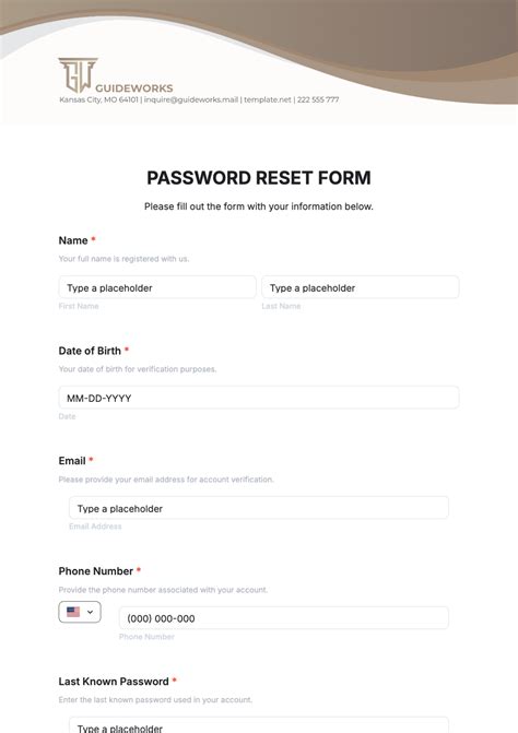 Free Password Template To Edit Online