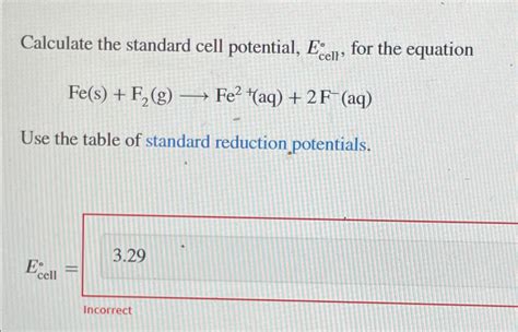 Solved Calculate the standard cell potential, Ecell °, ﻿for | Chegg.com