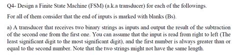 Solved Q Design A Finite State Machine FSM A K A Chegg
