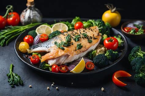 Premium Ai Image Tasty Cooked Fish With Fresh Vegetables