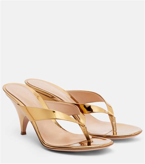 Sofia Metallic Leather Mules In Gold Gianvito Rossi Mytheresa