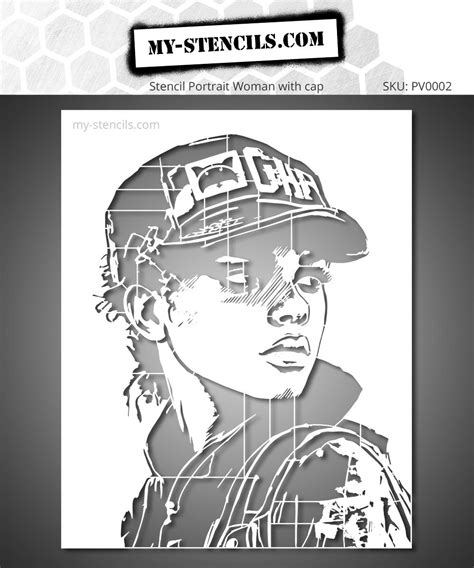 Cap Woman Portrait Stencil Perfect For Urban Art And Painting