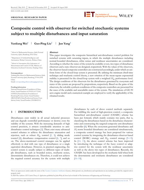 Pdf Composite Control With Observer For Switched Stochastic Systems Subject To Multiple
