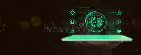 Ai Tech Chat Bot Chat With Ai Virtual Graphic Of A Chatbot On A Tablet With A Command Prompt