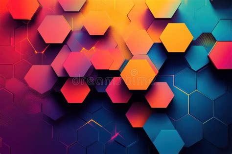 Vibrant Hexagonal Patterns Digital Art Abstract Design Colorful Environment Top Down View