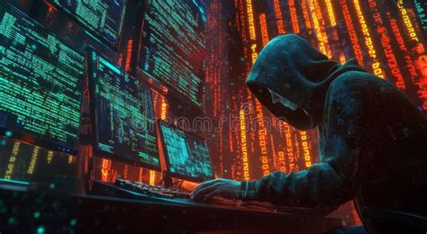 Stock Image Of A Hacker Typing On A Computer Concept Of Cybercrime
