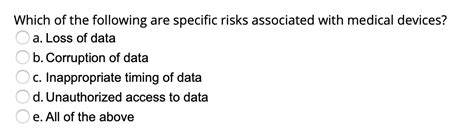 Solved Which Of The Following Are Specific Risks Associated