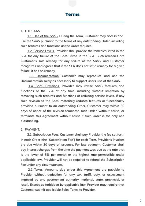 Technology SaaS Company Contract Template Visme