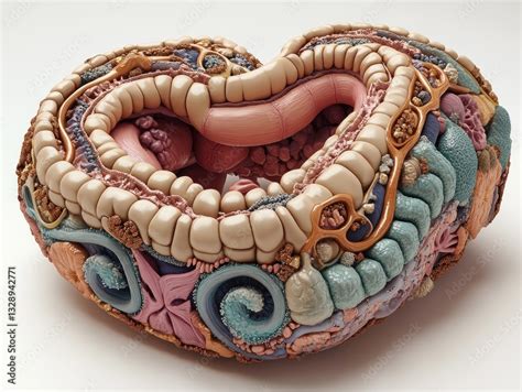 Human Digestive System Anatomy Cutaway Including Mouth Stomach Liver Colon Appendix Esophagus