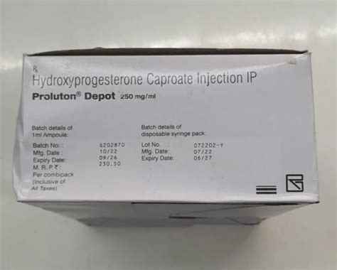 Hydroxyprogesterone Caproate Injection Ip Packaging Size 10x5x2ml Ampoules Dose 250mg Ml At