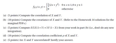 Solved Compute The Correlation Of X And Y Compute The