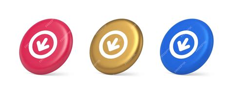 Premium Vector Down Arrow Circle Frame Button Web Interface Pointer Navigation App 3d