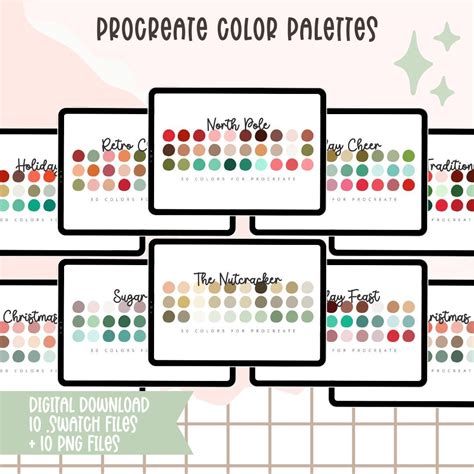 Christmas Procreate Color Palette Bundle Procreate Brushes Procreate Color Palettes Color