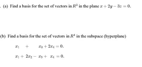 Solved A Find A Basis For The Set Of Vectors In R 3 In The
