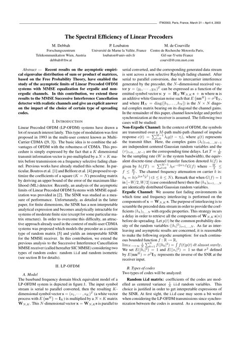 pdf the spectral efficiency of linear precoders