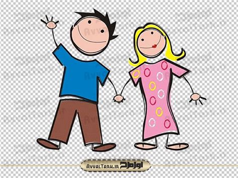 دوربری تصویر نقاشی دختر و پسر اول طرح