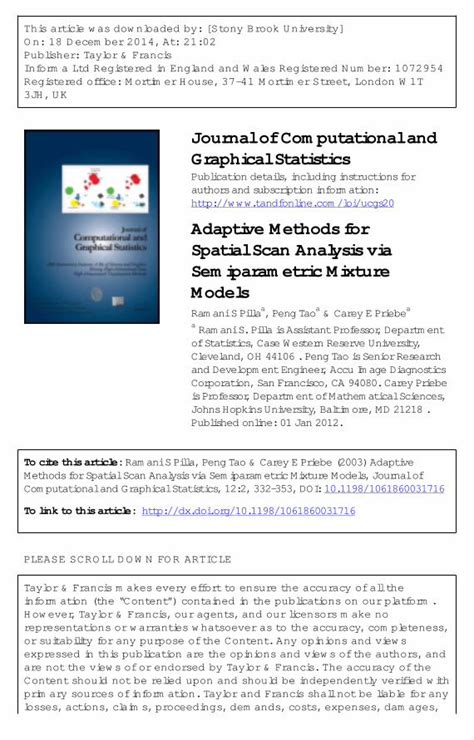 Pdf Adaptive Methods For Spatial Scan Analysis Via Semiparametric