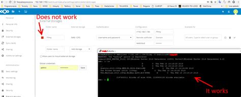problem to connect external resources in nextcloud smb cifs