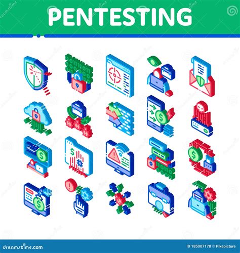 Pentesting Software Isometric Icons Set Vector Stock Vector Illustration Of Color Collection