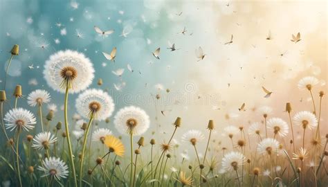 Ethereal Dandelion Seeds Drifting Softly Creating A Dreamy Artistic