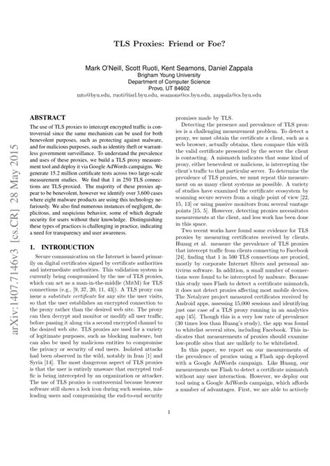 Pdf Tls Proxies Friend Or Foe