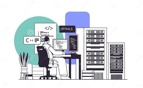 Web Developer Creating Program Code On Computer Monitor Screen